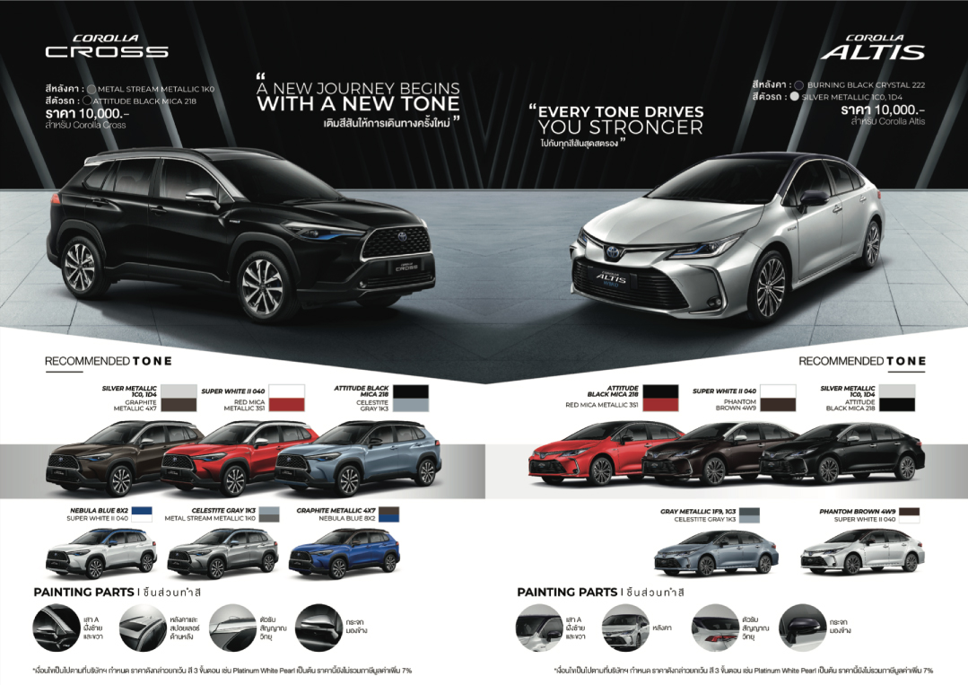 เลือกเปลี่ยนสีหลังคาได้หลากหลายสีสันตามสไตล์คุณ - Toyota Paragon Motor